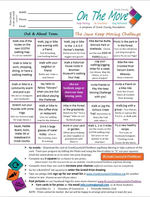 It’s Back! Play the Keep Moving Challenge. – Crook County On The Move